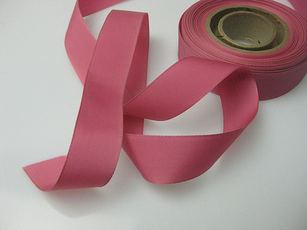 Vintage 50s Blush Pink Faille ribbon 1 inch wide P053 | Antique Ribbon