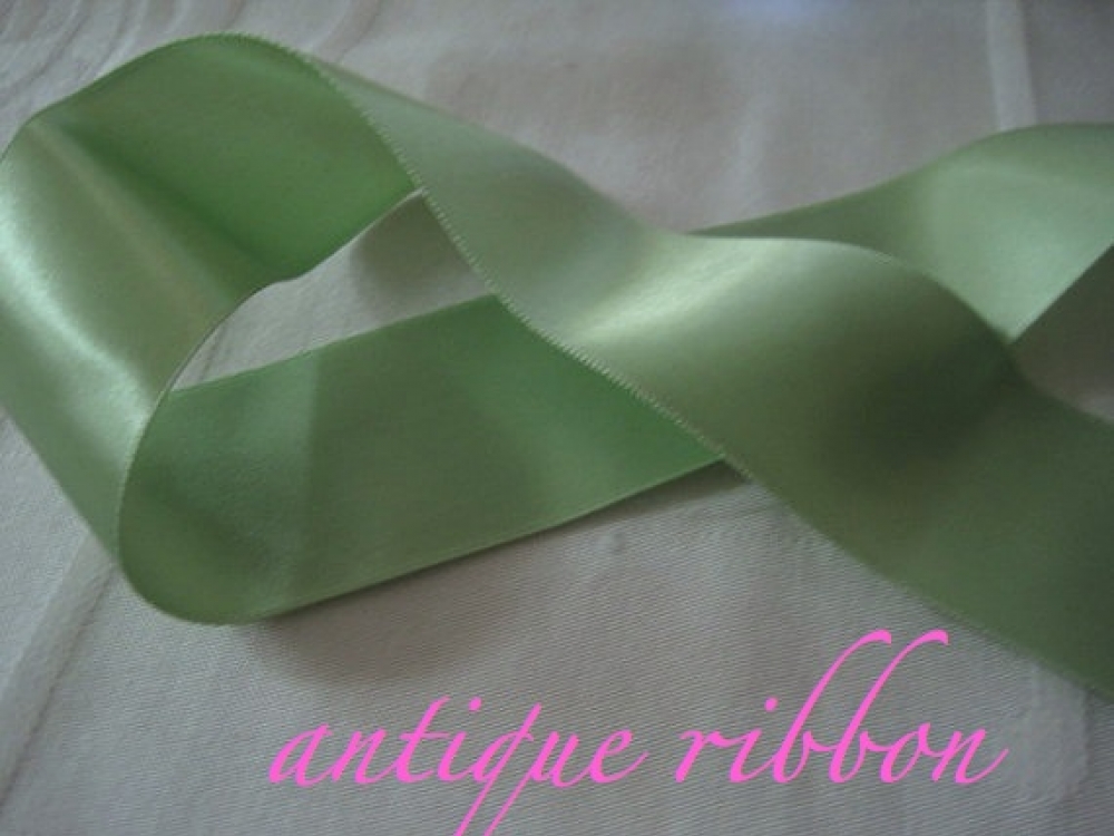 Vintage green satin Ribbon Double sided polyester lime green | Antique ...