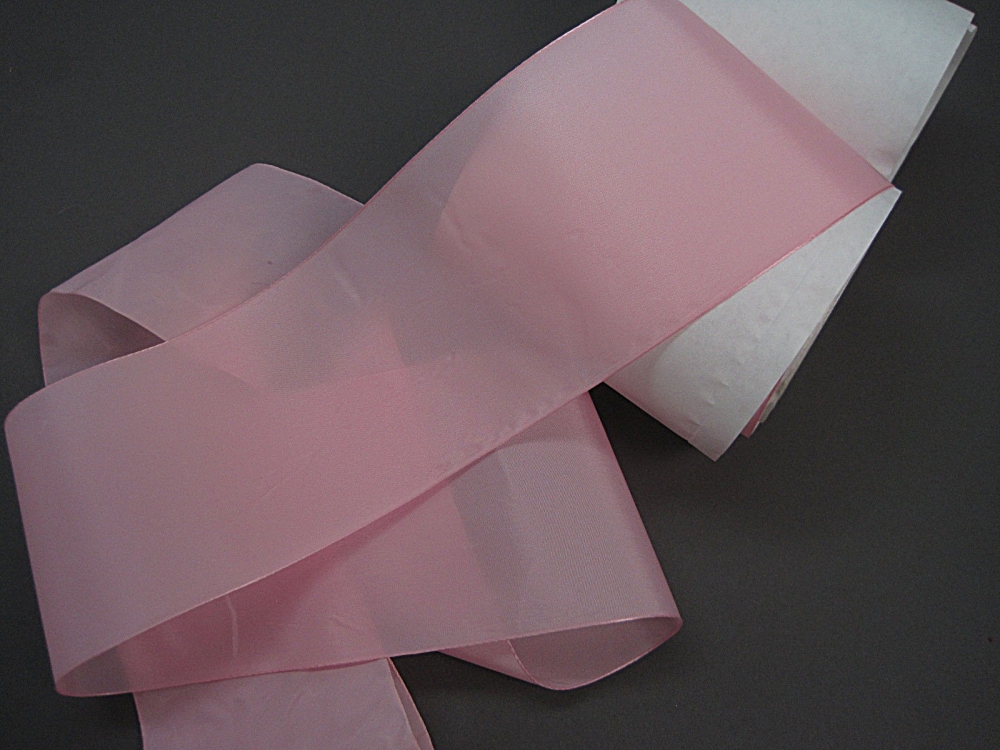 Vintage wide nylon taffeta pink ribbon | Antique Ribbon
