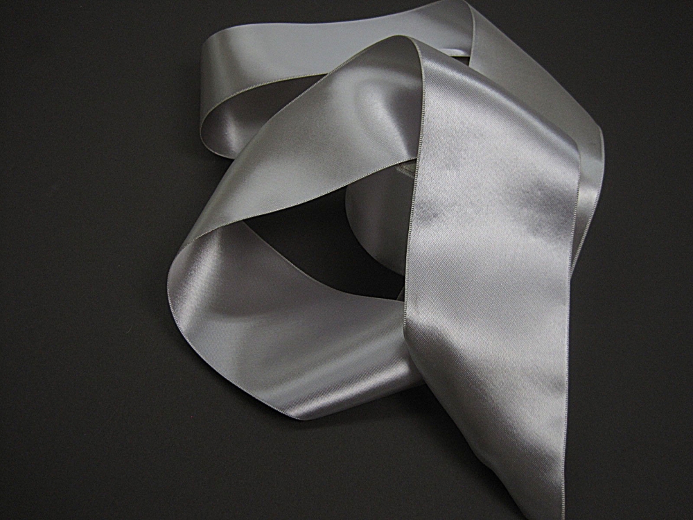 Vintage 30s silver double sided satin ribbon | Antique Ribbon