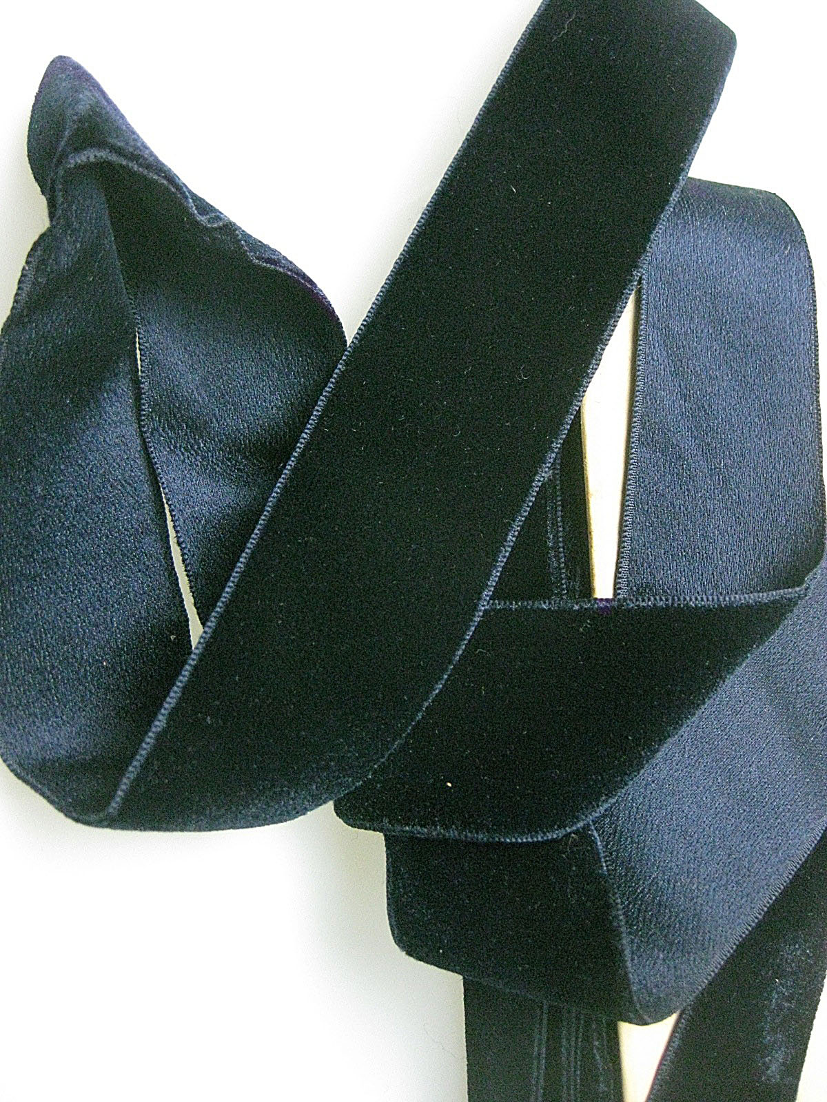 Vintage 30s Rayon cotton velvet ribbon midnight blue 1-9/16 inch wide ...
